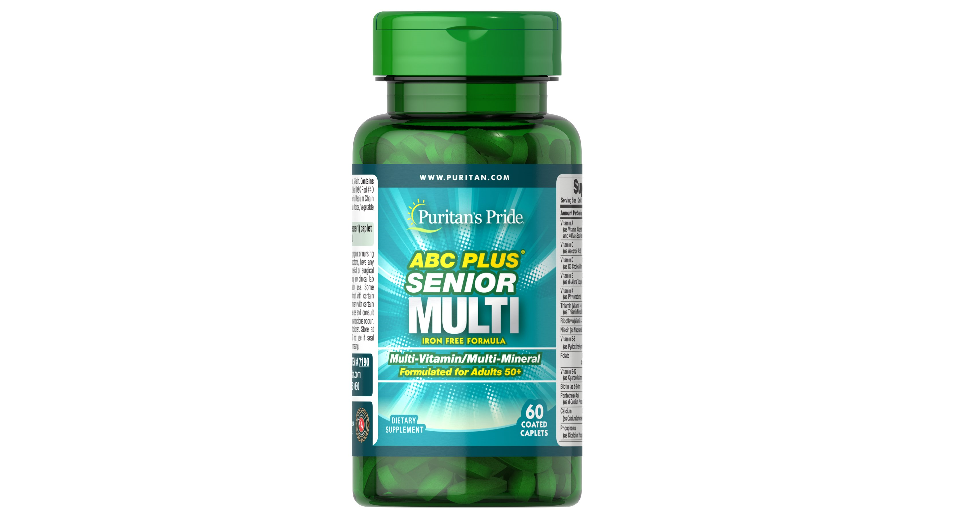 Puritan's Pride ABC Plus Senior Multivitamin Multi-Mineral Formula, 60 ...